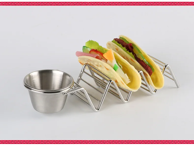 Premium Stainless Steel 3 Hard Shell Tacos Stander Taco Holder with ...