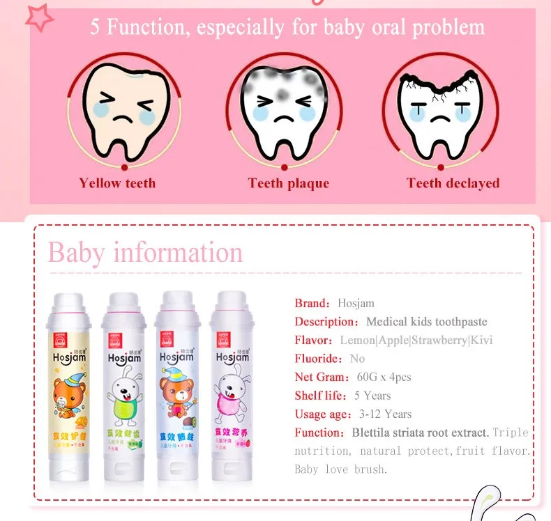 Oem Natural Fruit Flavor Children Toothpaste Cavity Protect Fluoride ...