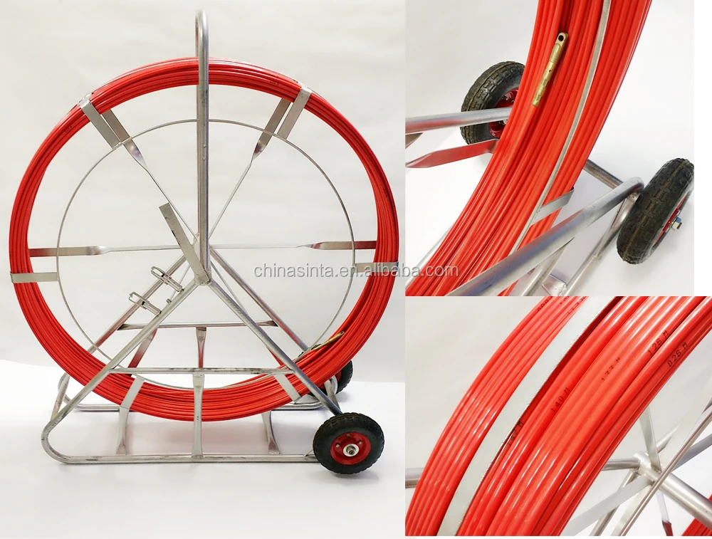 11mm 300m Duct Rodding Pusher Machine Fiberglass Conduit Snake Rod Duct ...
