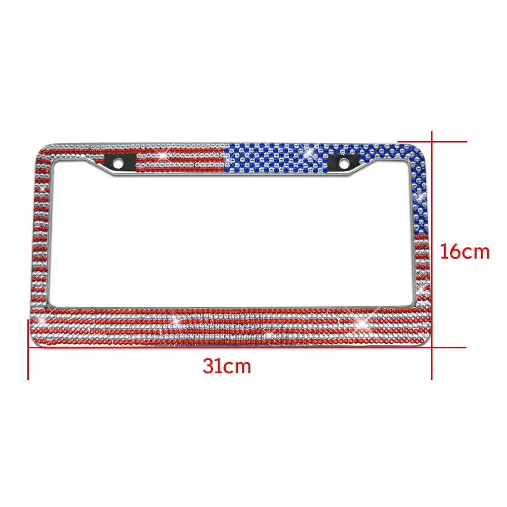 Usa Flag License Plate Frame With Acrylic Stones - Buy Usa Flag License ...