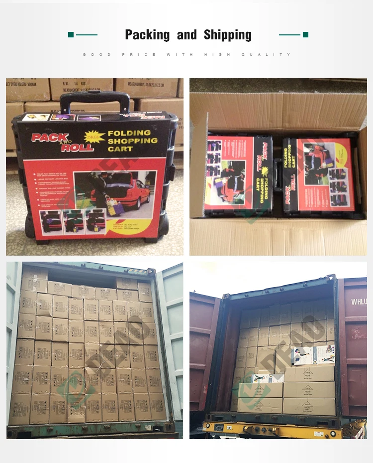 Durable Plastic Foldable Folding Crate Box Trolley Cart