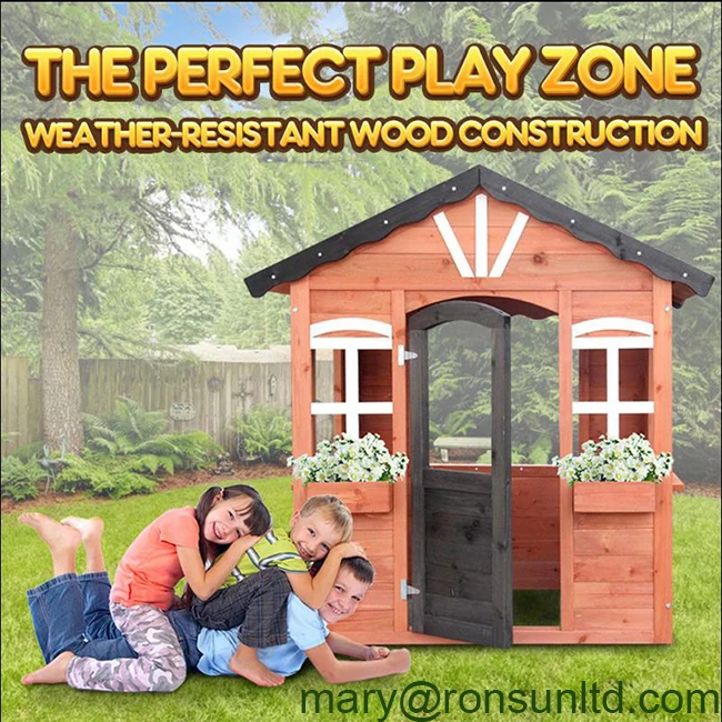 Modern Prefabricated Easy to Install Wooden Cubby House Girls Outdoor ...