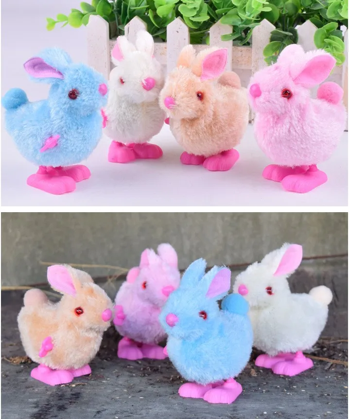 Mini Wind-up Animal Rabbit Plush Plastic Chain Link Jumping Rabbit Toys ...
