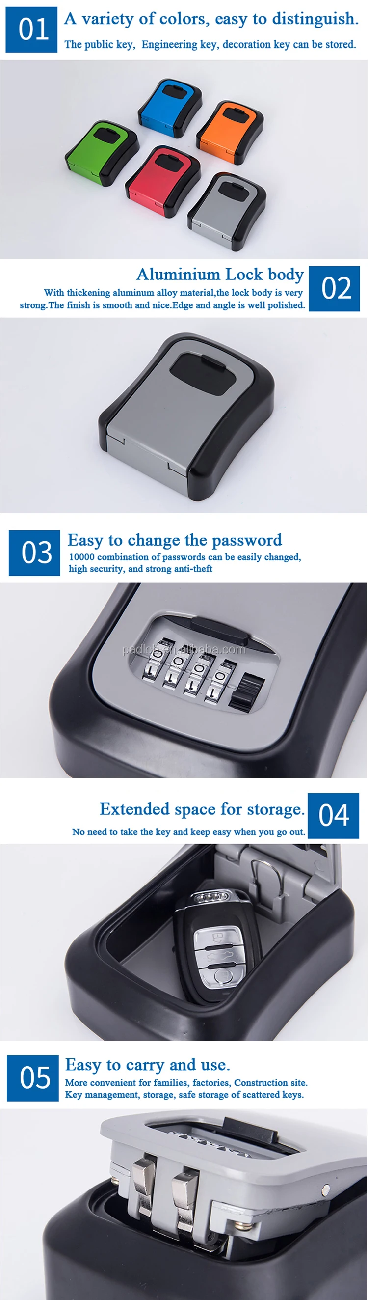 Wall Mounted Safe Storage 4 Digit Code Combination Mount Emergency ...