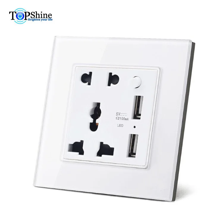 Universal 5 Pin Power Socket Outlet With Dual Usb - Buy Outlet With Usb ...