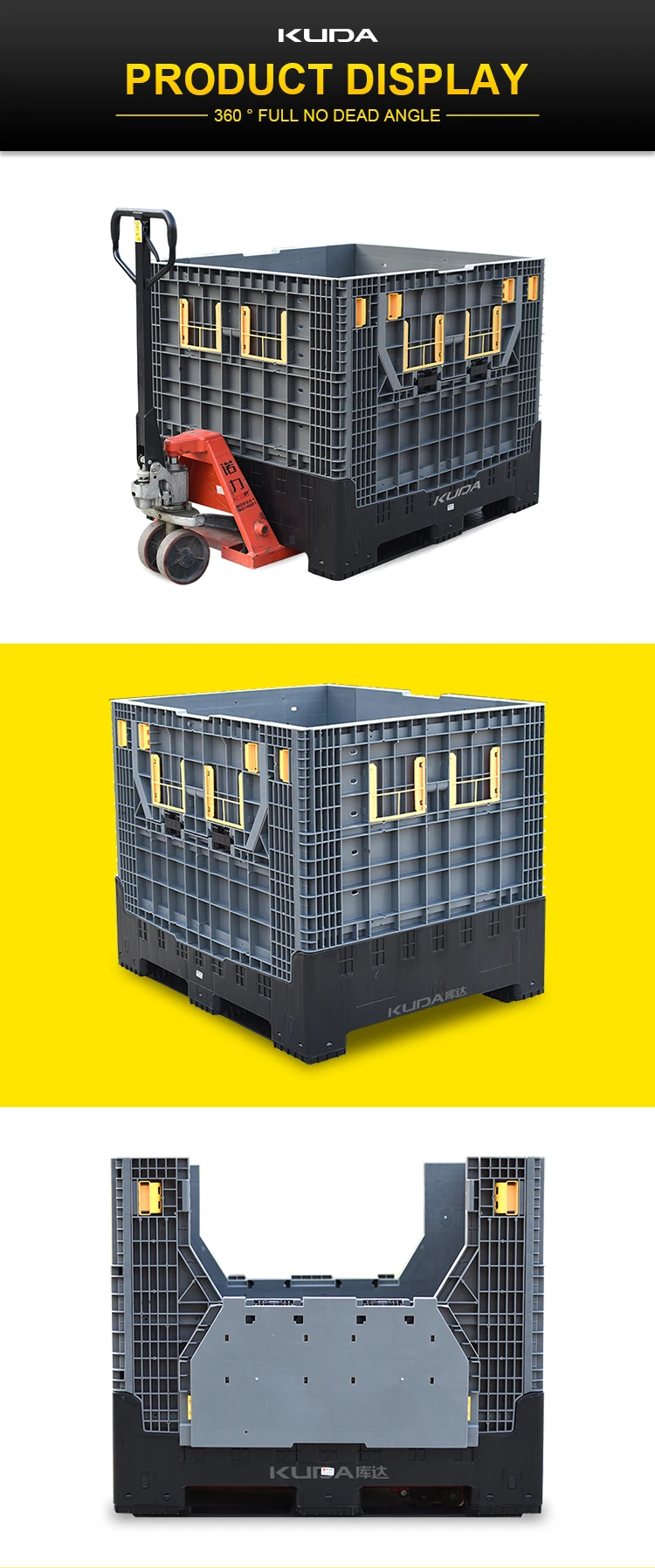 KUDA 1210D-ZDKBX Collapsible Plastic Pallet Box Collapsible Plastic ...