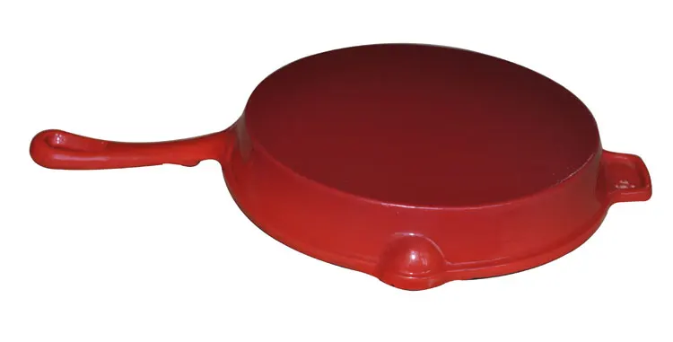Red Color Enameled Cast Iron Skillet Sizzle Plate Frying Cooking Pan ...