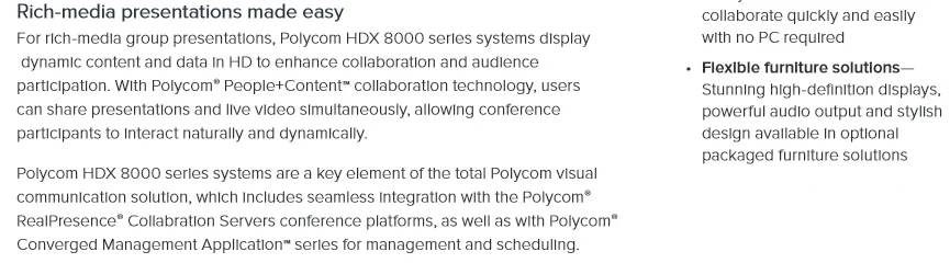 Polycom Hdx 8000 Series Telepresence Solutions Complete Video ...