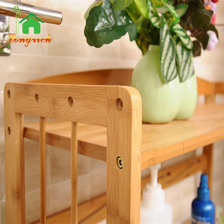 4 Tier Bamboo Washing Machine Storage Rack Shelf Rack Shelf For Washing ...