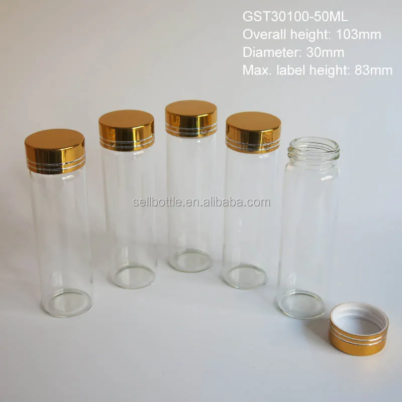 15ml 25ml 40ml 50ml 60ml Clear Glass Bottle With Aluminium Screw Cap ...