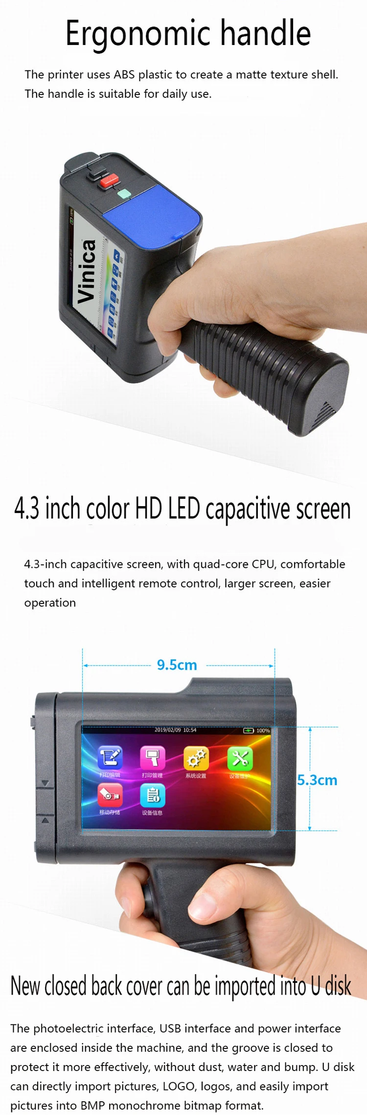 450g Easy Carry 600DPI Handheld Inkjet Printer - Expiry Date Printing ...