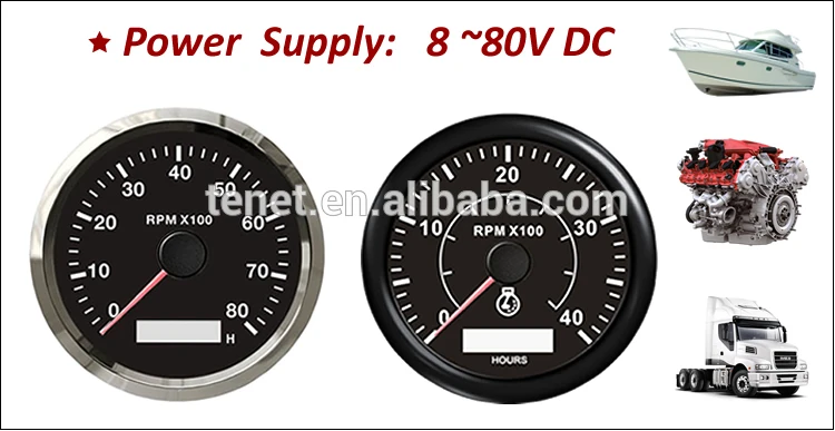 Tachometer Rpm Gauge 12000rpm Trucks Motorcycle Marine Boats 85mm ...