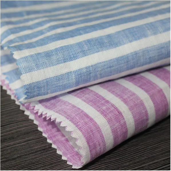 Fine 100% Flax Linen Yarn Dyed Woven Fabric - Breathable & Soft