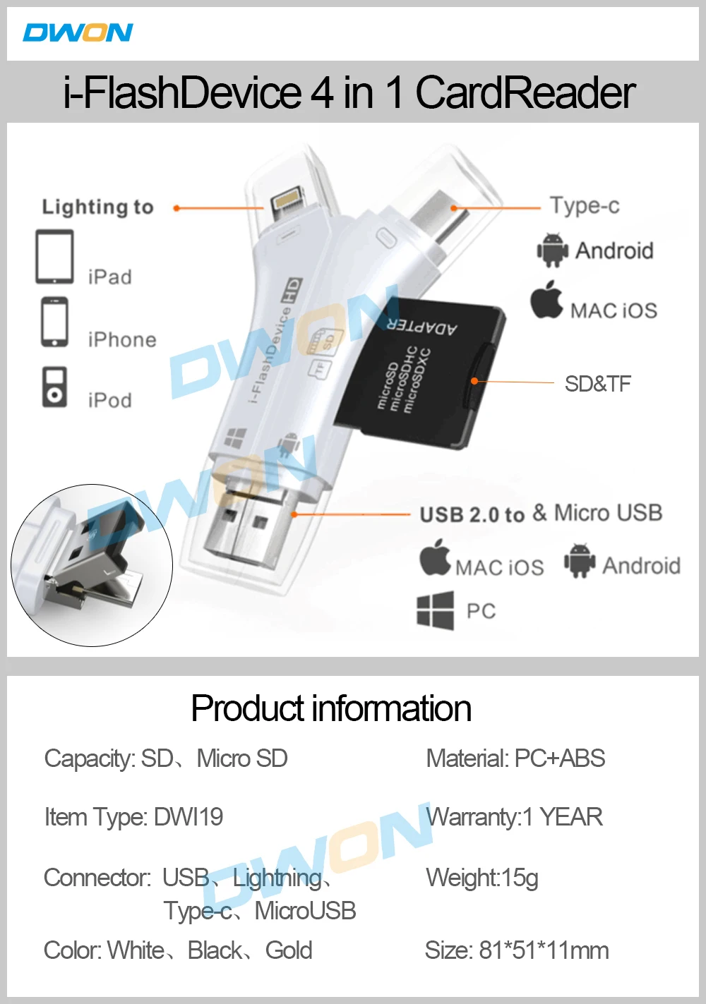 Iflash Drive Usb Sd Hc Sd Micro Otg Card Reader For Ios 10 Iphone 5 6 6 ...