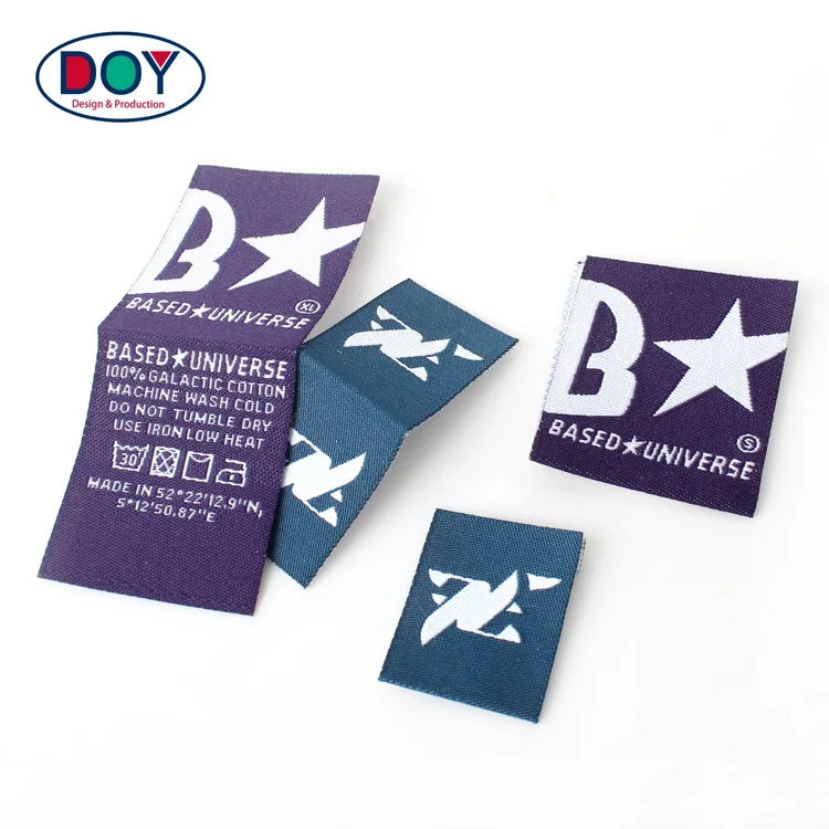 Jacquard Factory Custom Name Logo Cheap Centerfold Woven Wash Care ...