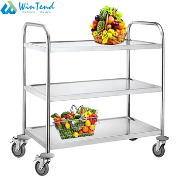 Hotel Supplier Stainless Steel Serving Food Trolley Cart For Kitchen ...
