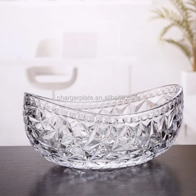 Boat Shape Crystal Flower Vase With Embossed Pattern - Buy Small Flower ...