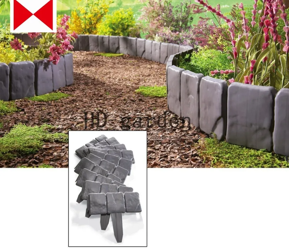Original 10 Piece Set Gray Cobblestone Flower Bed Border By Pure Garden ...