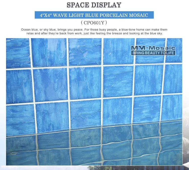 4''x4'' Wave Light Blue Porcelain Swimming Pool Tiles - Buy Swimming ...