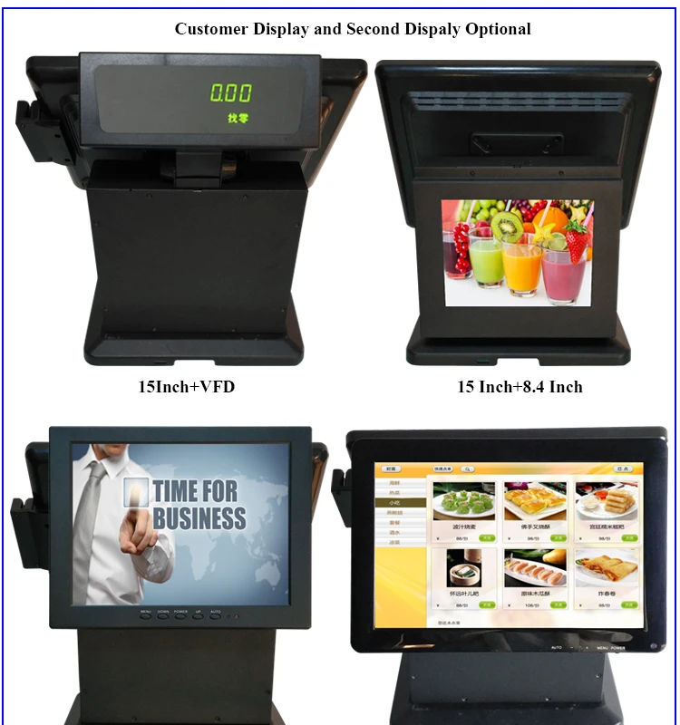 Resistive Touch Pos System 15 Inch Dual Screen All In One Pos Terminal ...