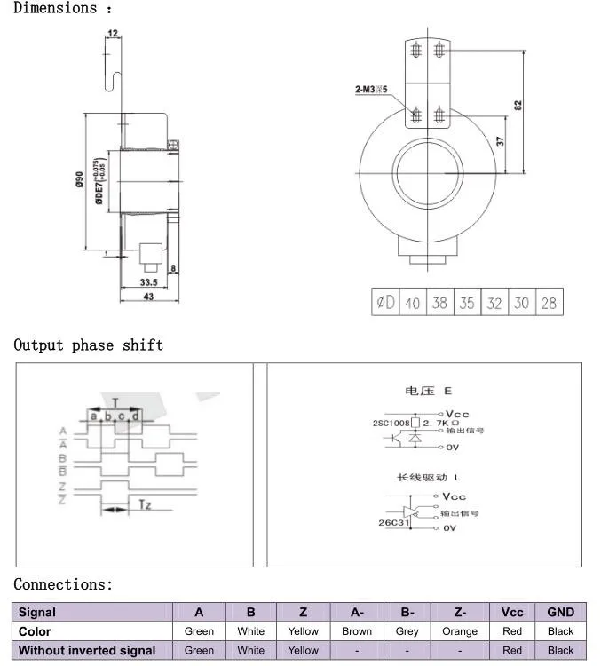 High Quality 90mm Big Size Through Hole Incremental Optical Rotary ...