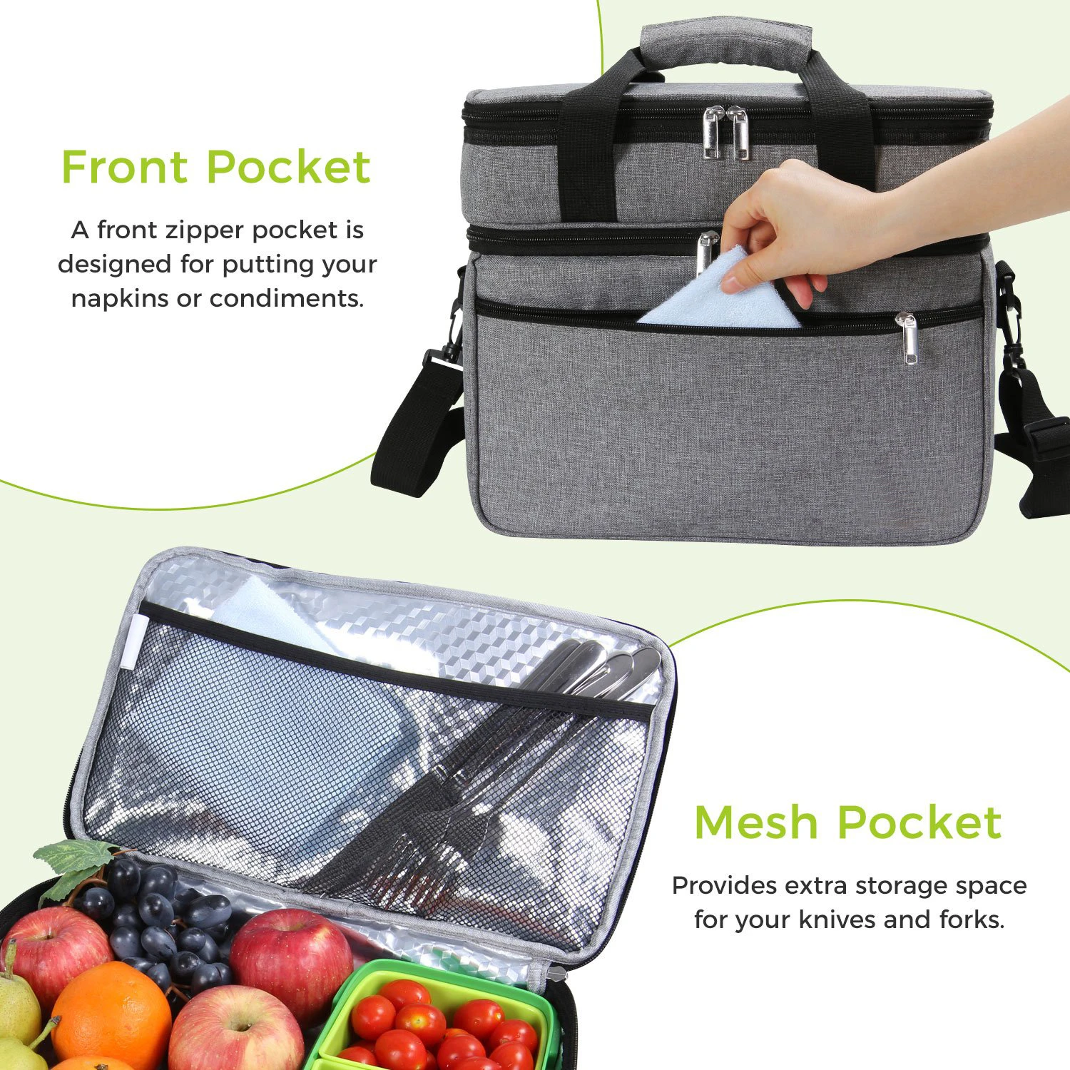 Double Compartment Cooler Bag - Perfect for Food Travel