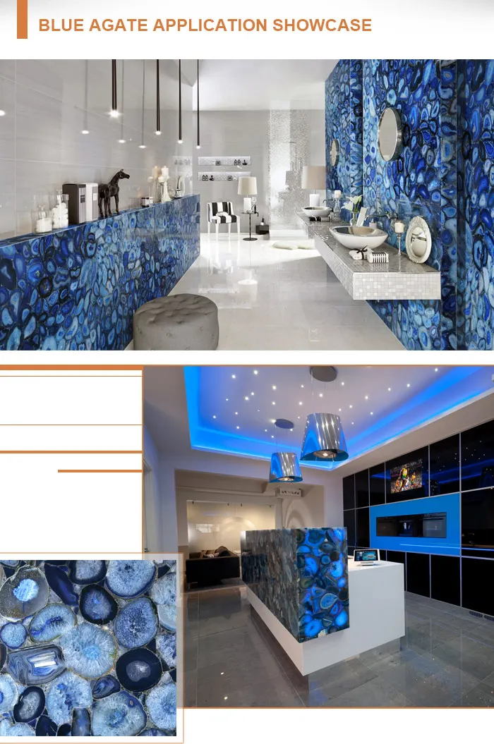 High-end Luxury Natural Backlit Blue Agate Slab for Wall and Countertop