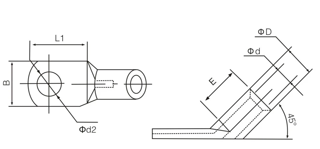 Terminales de crimpado de cobre, terminales en ángulo de 90 grados, un ...