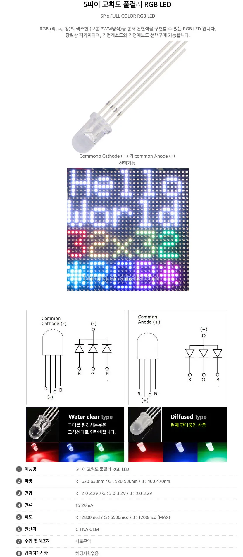 5mm RGB LED Diode Lights Tricolor 4 Pin Common Cathode