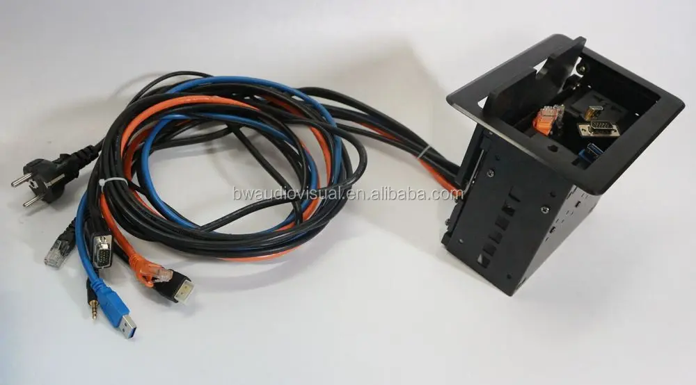 Bw Flip Up Aluminum Tabletop Power Plug/desk Top Power Cable Box ...