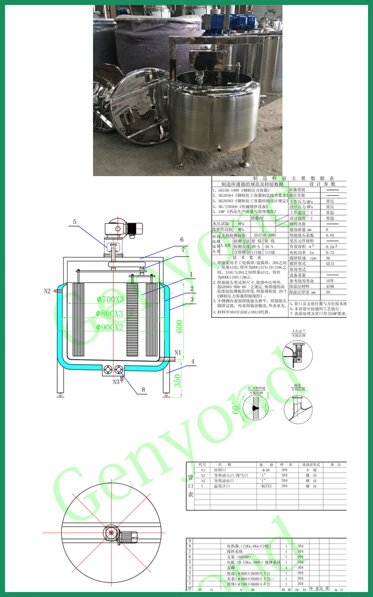 Cheese Mixing Vat 300L-1000L for Food & Beverage Manufacturing - High ...