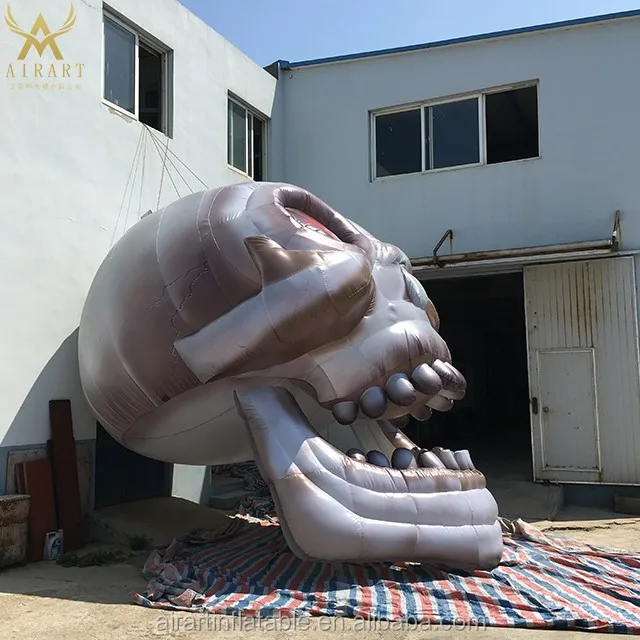 Giant Gray Inflatable Skull Halloween Hanging Decoration Inflatable ...