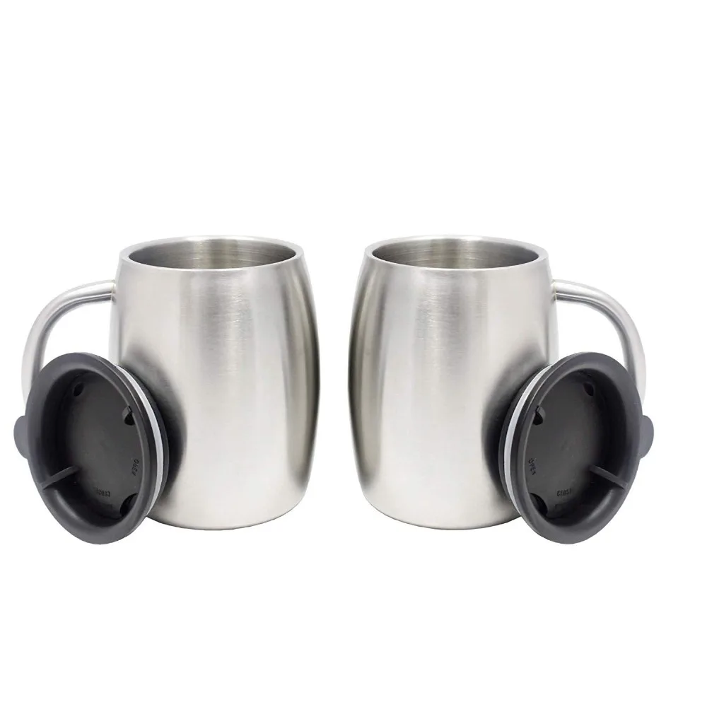 14oz Stainless Steel Beer Mug With Spill Resistant Lid,Double Wall ...