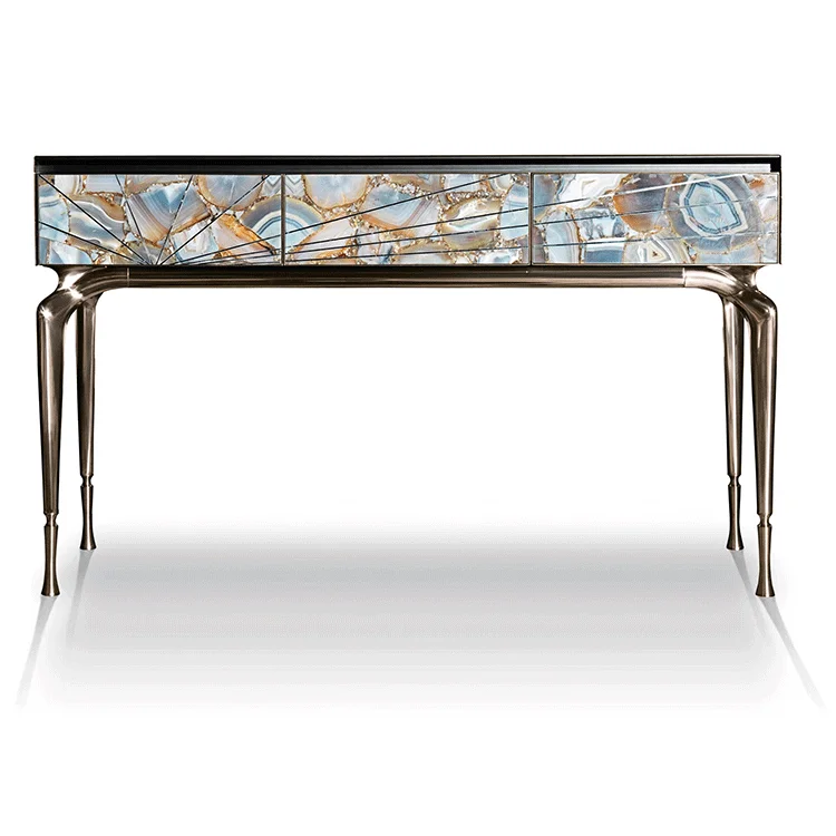 Modern Luxury Agate Stone Stainless Steel Console Table Vissionaire ...