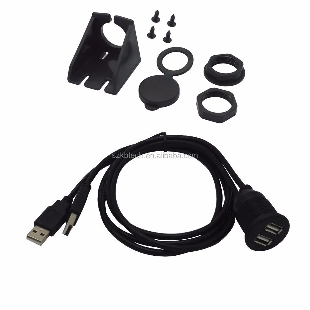 1M/3ft Dual USB Flush Mount Extension Panel with Braid Shielding PVC ...