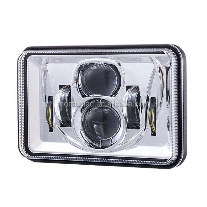 Rectangle Truck Replacement Black Chrome 4x6 Led Headlight With H4 4x6 ...