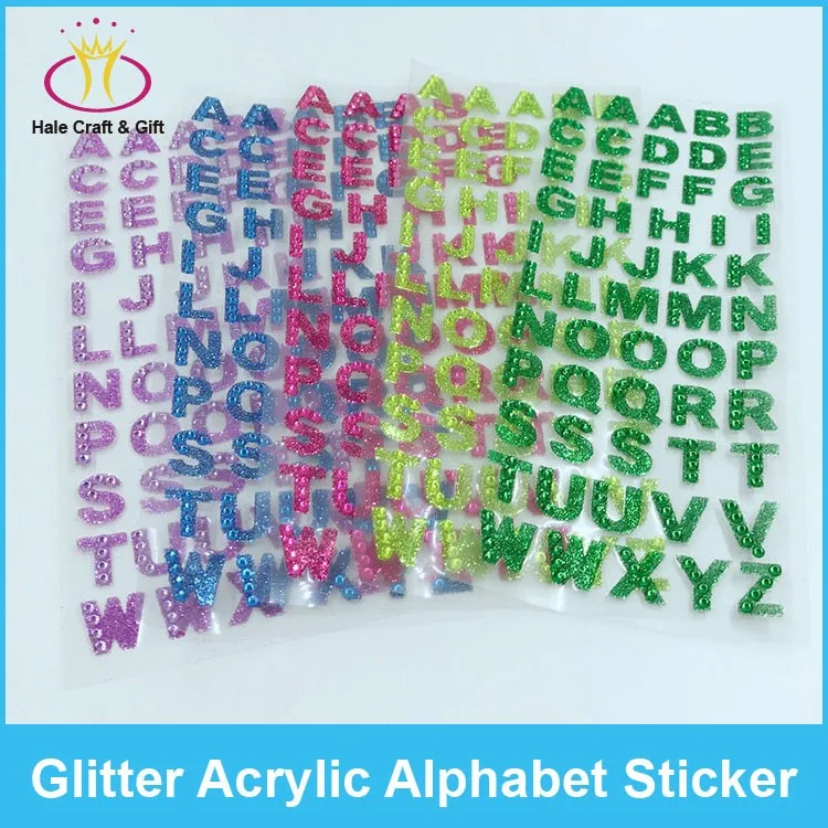 Wholesale Self Adhesive Back Glitter Alphabet Gel Sticker - Buy ...