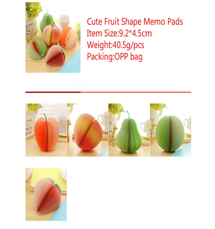 OUV Promotion 3D Fruit Shaped Sticky Notes Apple Fruit Shaped Sticky ...