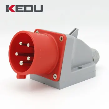 Kedu Ip44 3p+n+pe 32 Amp 400v 6h Industrial Male Wall Mount Plug And ...