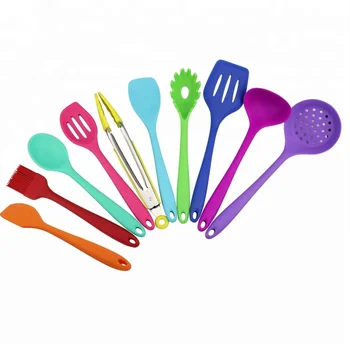 Food Grade Cookware 10 Pieces Soft Silicone Rubber Colored Kitchen ...