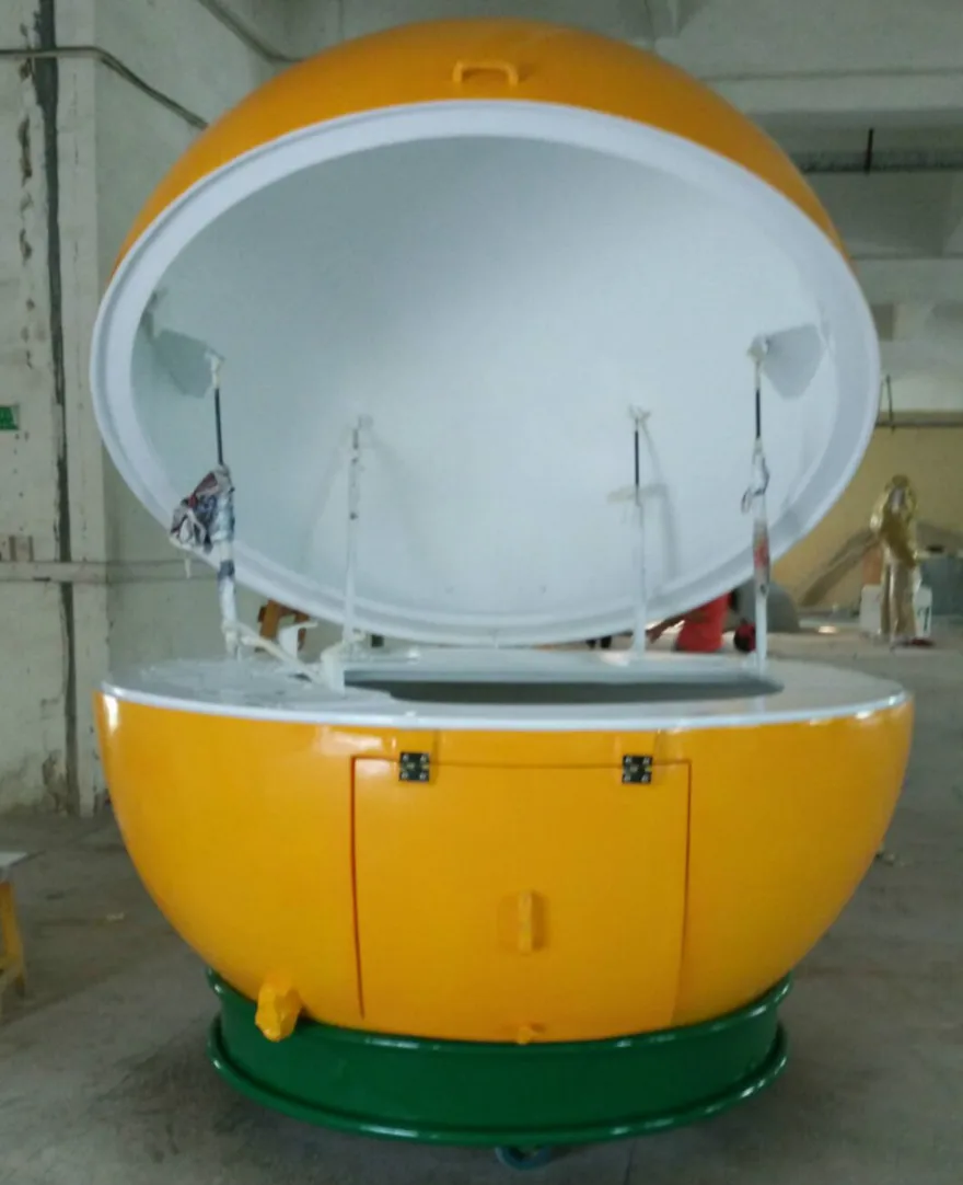 Multifunctional Outdoor Fast Food Kiosk - Orange Fiberglass