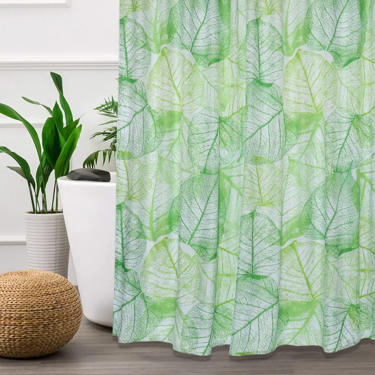 Ready Made Flash Green Leaf Shower Curtain Design Waterproof Shower ...