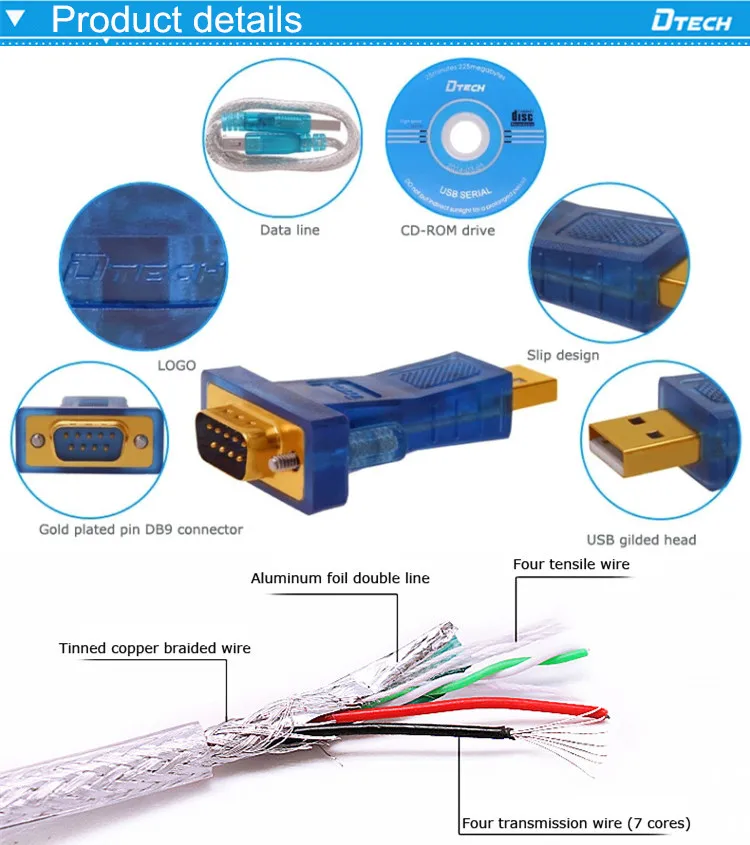Usb2.0 To Serial Db9 Male Rs232 Interface Convertidor Adapter Usb To Rs ...
