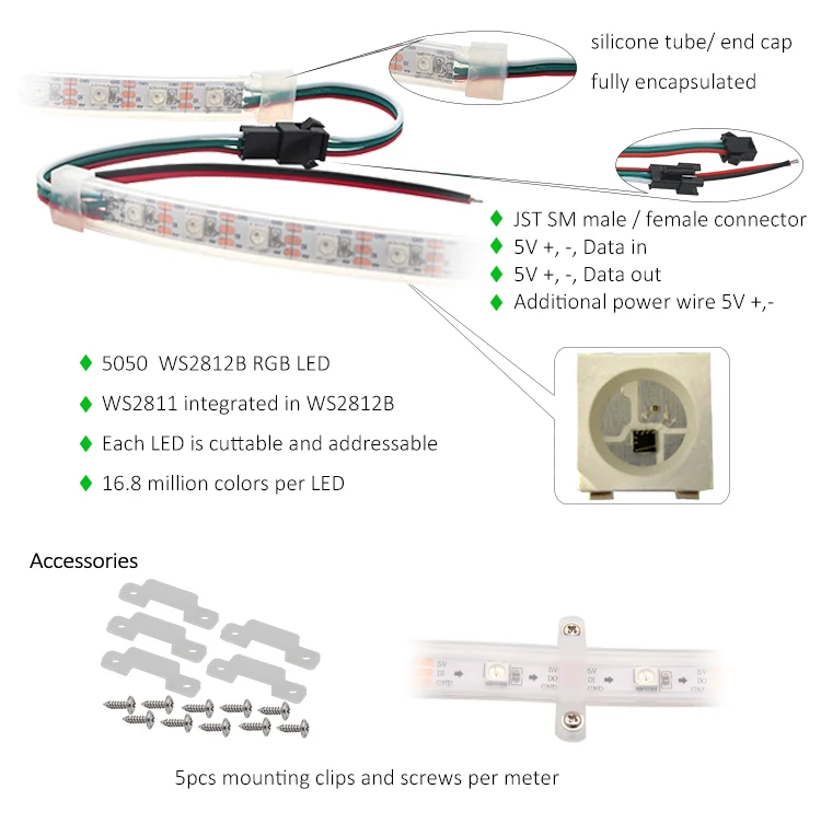 WS2812 WS2812B RGB Programmable Pixel LED Strip Light