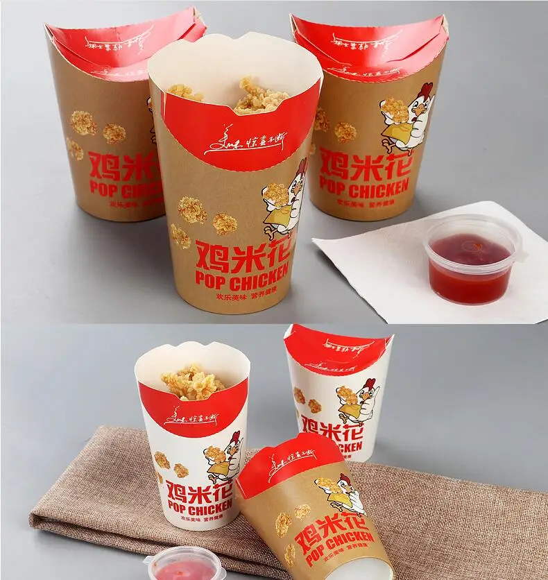 Custom Logo Fast Food Disposable French Fries White Cardboard Paper
