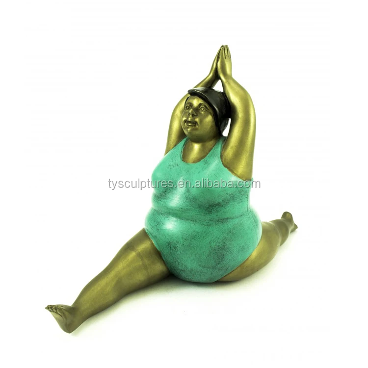 Bronze Yoga Fat Lady - Garden Ornament by Tengyun Casting