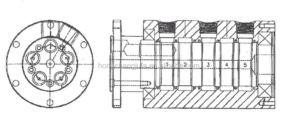 5 Way Connector Hydraulic Fitting Swivel Joint Rotating Air Rotary ...