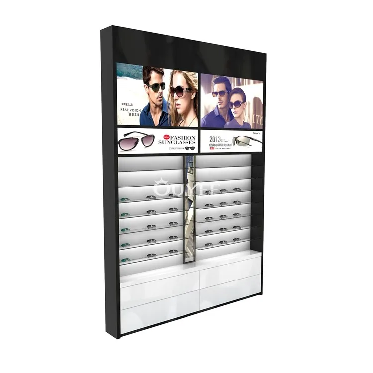 Wall Mounted Wooden Sunglasses Display Rack For Optical Store - Buy ...