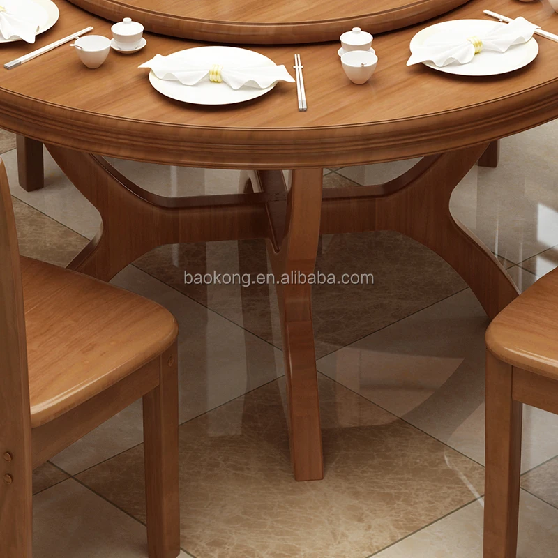 Solid Wood Dining Room Set Wooden Top Rotating Round Dining Table - Buy ...