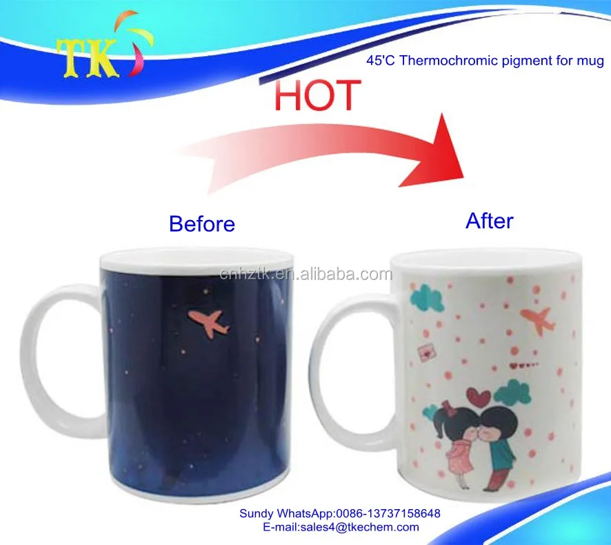 45° Thermochromic Pigment for Ceramic Cups - Color Change